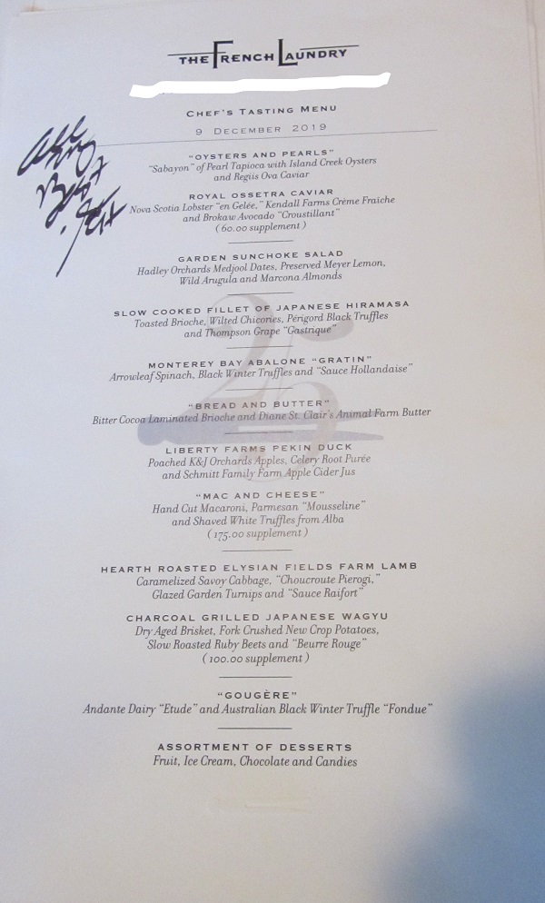 Our French Laundry Menus – FlatbreadGarden